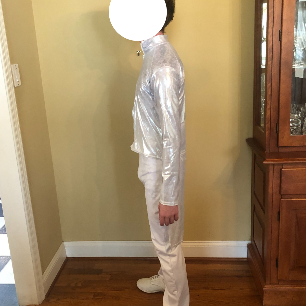 Synced Up Designs Custom White/Silver Unitards with Glitterfoil Jacket